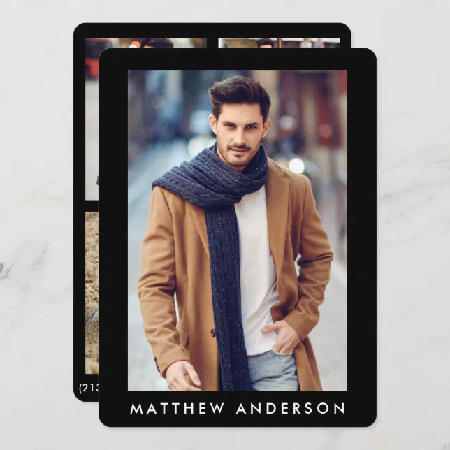 Model Actor Comp Card - 3 Photo Back Blk R | Zazzle