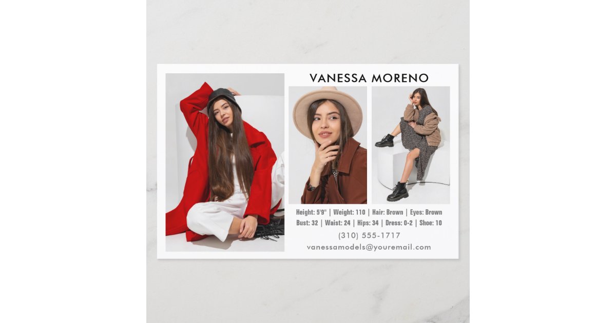 Model Actor Comp Card 3 Photo White Flyer | Zazzle