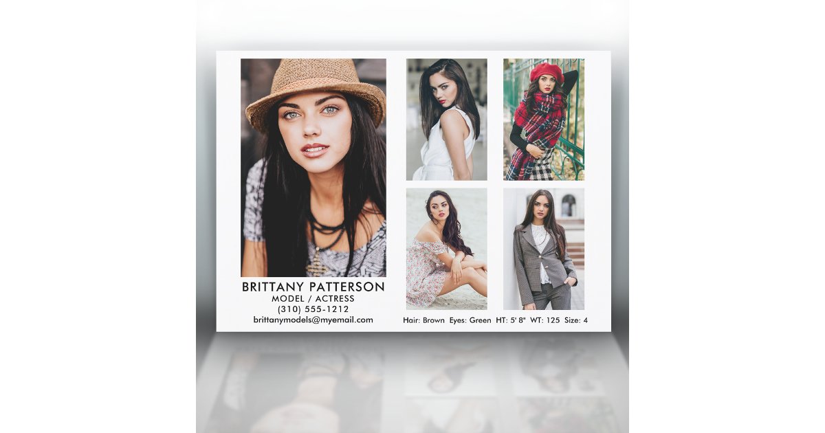Model Actor Comp Card 5 Photo White 5x7 | Zazzle