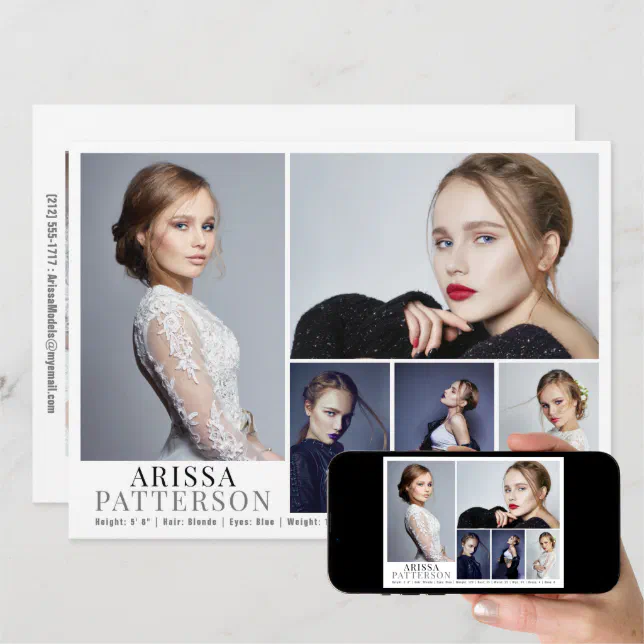 Model Actor Comp Card 6 Photo 5.5x7.5 | Zazzle