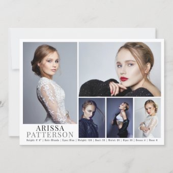 Model Actor Comp Card 6 Photo 5.5x7.5 | Zazzle