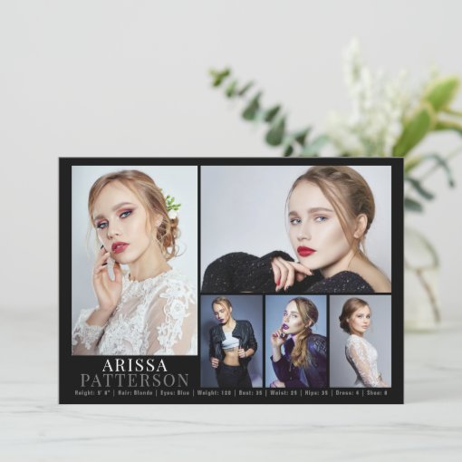 Model Actor Comp Card 6 Photo 5x7 | Zazzle