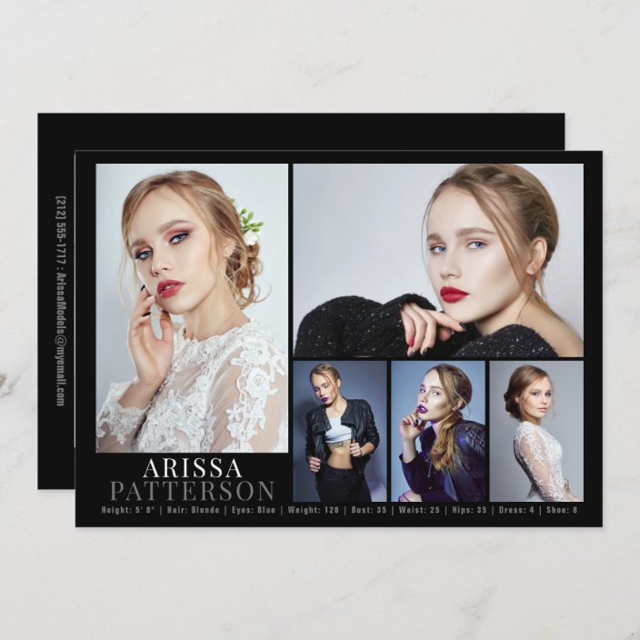 Model Actor Comp Card 6 Photo 5x7 | Zazzle