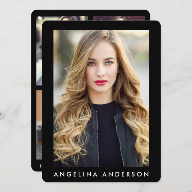 Model Actor Comp Card Blk - 3 Photo Back R | Zazzle