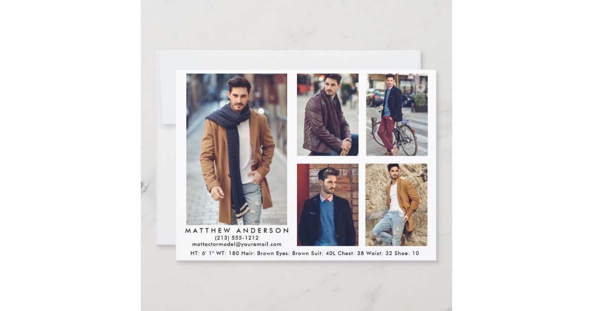 Model Actor Comp Card White - 5 Photos | Zazzle