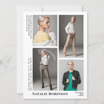Model Actor Composite Card Template 5 Photo | Zazzle