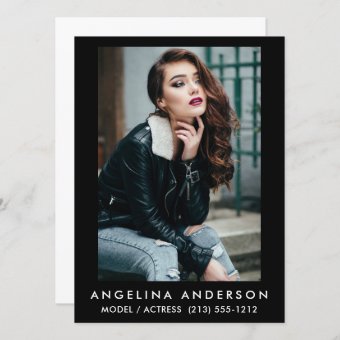 Model Actor Photo Card Black | Zazzle