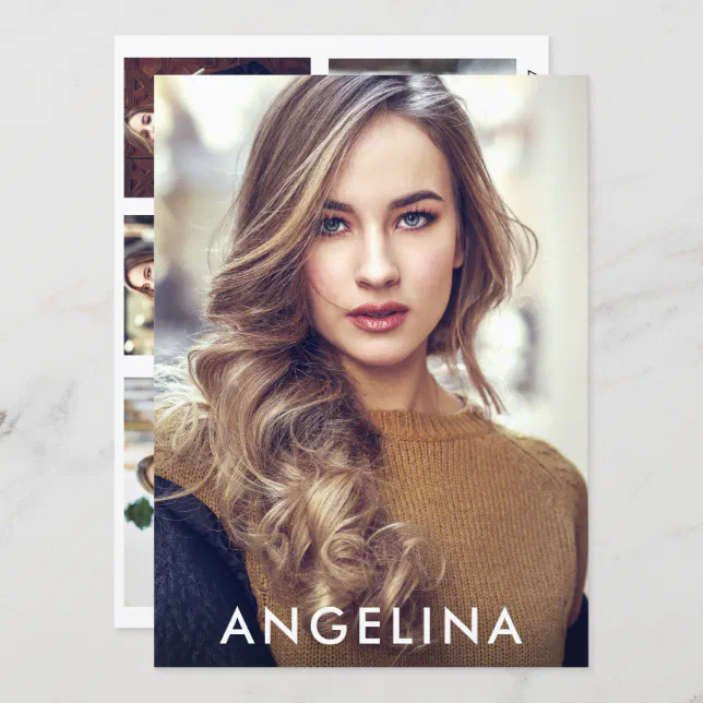 Model Actor Photo Pro Comp Card - 5 Photo Back W | Zazzle