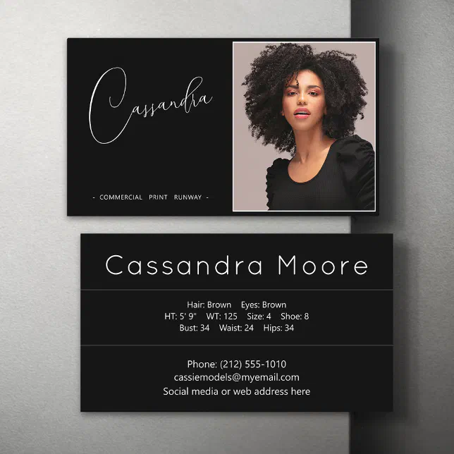Model Actor Photo Promotional Business Card | Zazzle