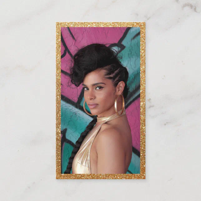Model Actress Headshot Faux Gold Glitter Business Card | Zazzle