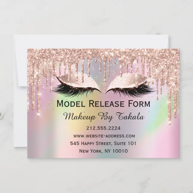 Model Release Form Makeup Artist Holographic Invitation | Zazzle