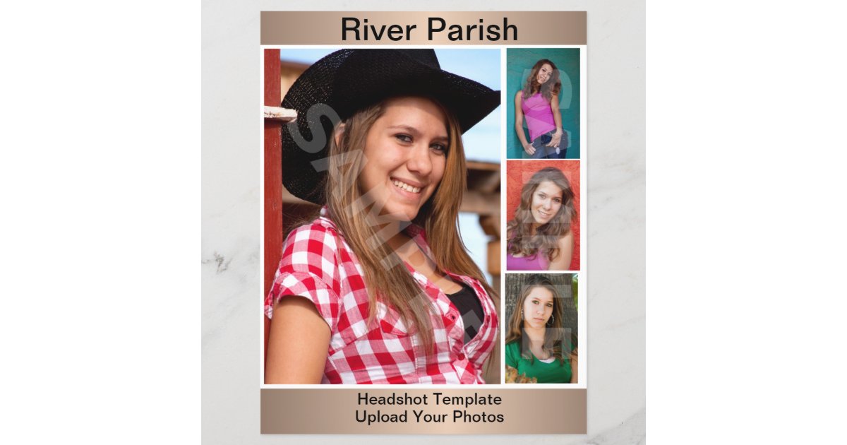 Model Template Headshot Comp Cards Flyer | Zazzle