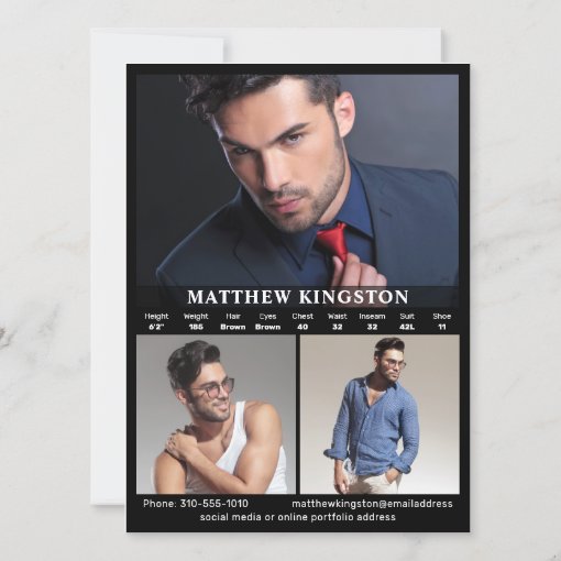 Modeling 4 Photo Two Sided Composite Card Template | Zazzle