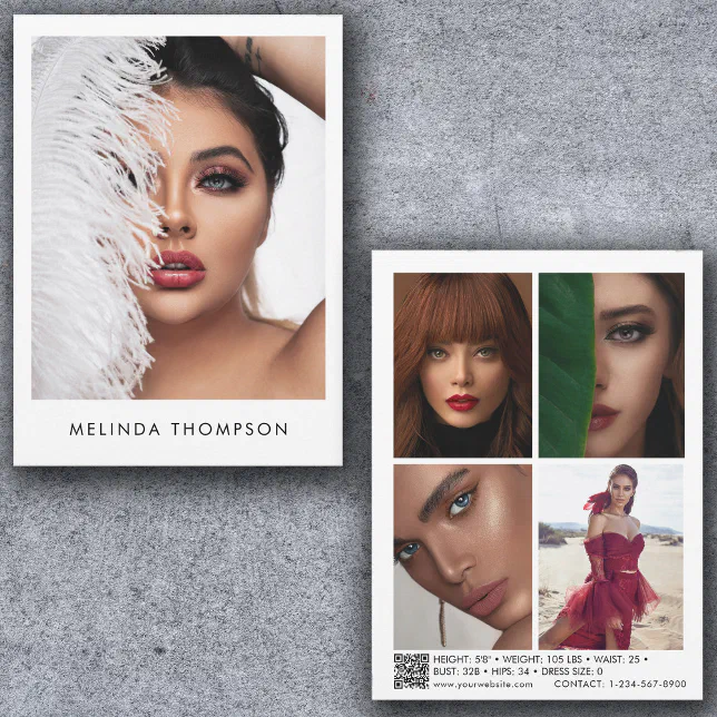 Modeling Comp Card 5 Photo QR Code | Zazzle