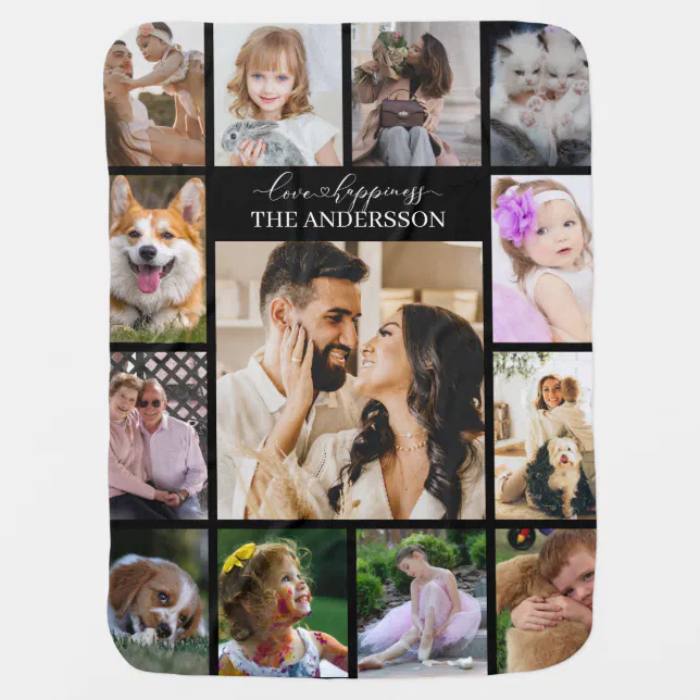 Moden Family PHOTO Collage 13 Picture and Personal Baby Blanket | Zazzle