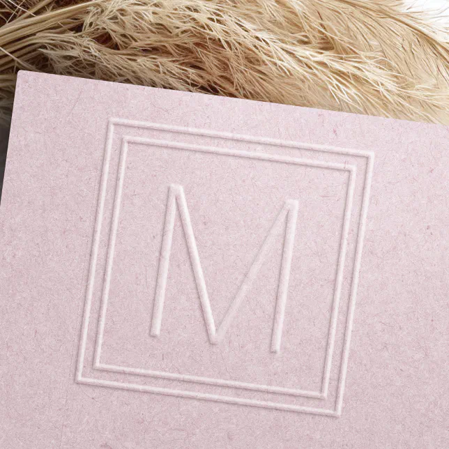 Moden minimal monogram initial square border embosser | Zazzle