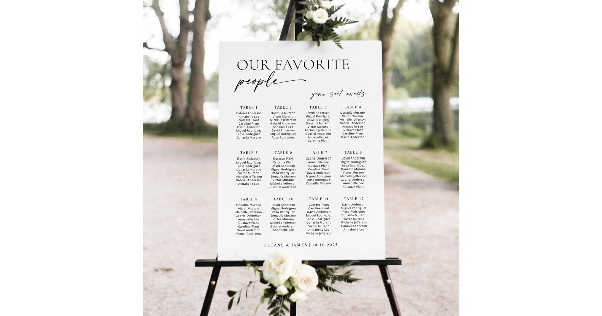 Modern 12 Tables Welcome Seating Chart Foam Board | Zazzle