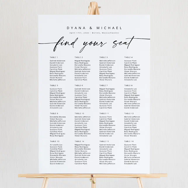 Modern 16 Tables Find Your Seat Seating Chart Foam | Zazzle