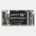 Modern 16th Silver Glitter & Photo Birthday Banner | Zazzle