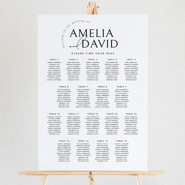 Modern 18 Tables Welcome Seating Chart | Zazzle