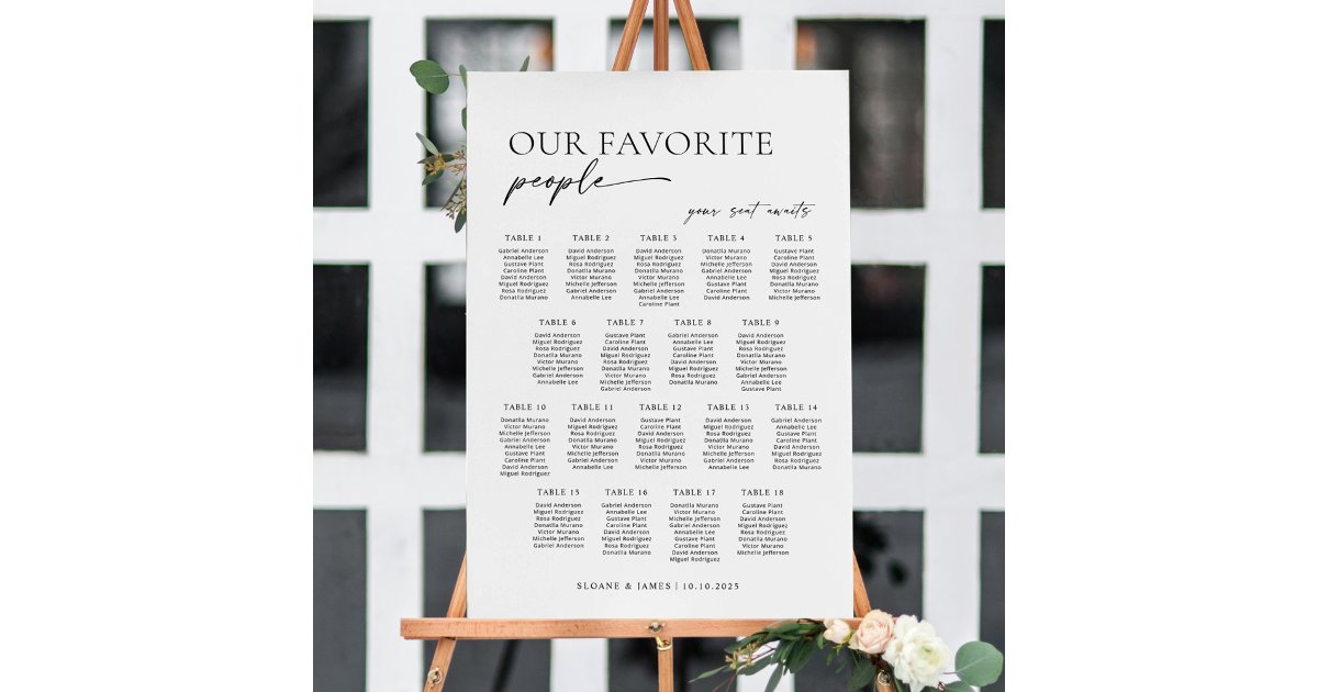 Modern 18 Tables Welcome Seating Chart Foam Board | Zazzle