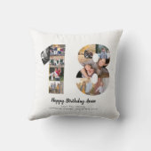 Modern 18th Number Photo Collage Custom Greeting Throw Pillow | Zazzle