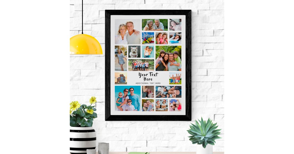 Modern 19 Photo Collage Custom Color Personalized Poster | Zazzle