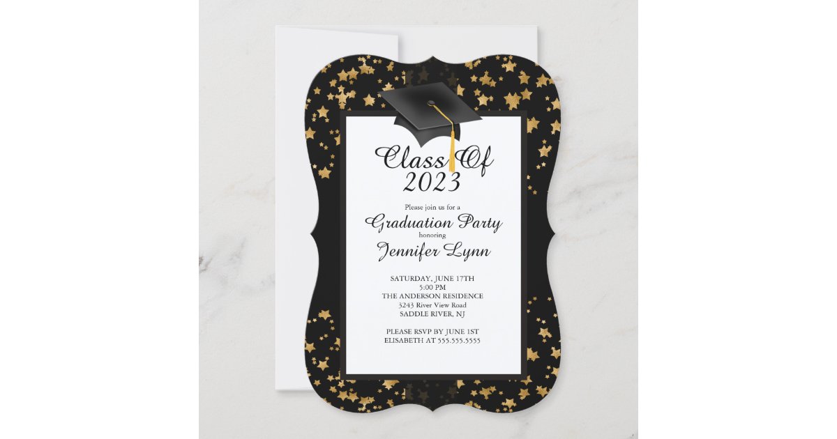 Modern 2015 Gold Star Graduation Party Invitation | Zazzle