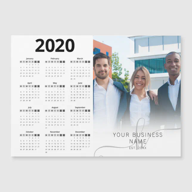 Modern 2020 calendar photo corporate typography | Zazzle