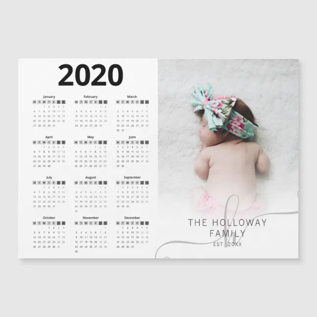 Modern 2020 calendar photo family typography | Zazzle