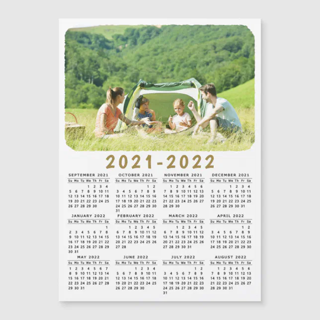 Modern 2021 2022 Magnet Photo Calendar Black White | Zazzle