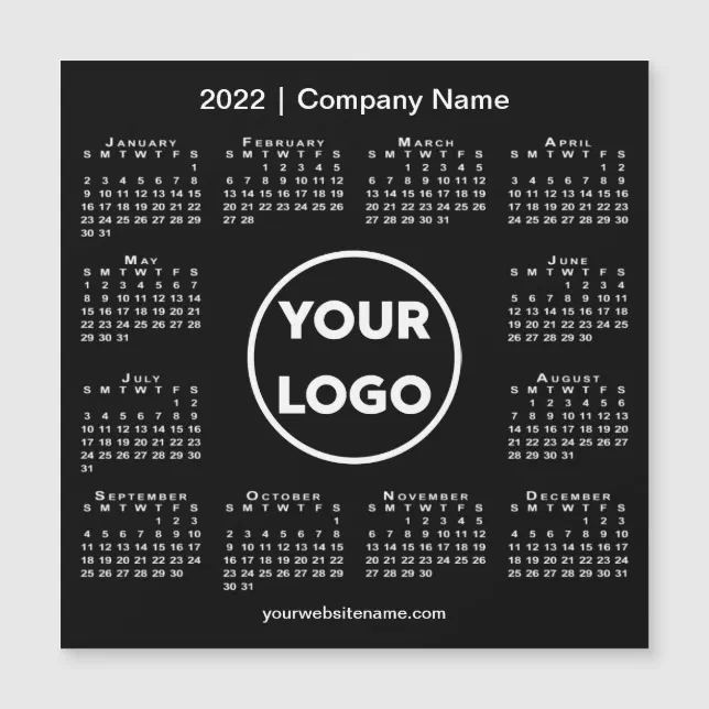 Modern 2022 Calendar Company Logo on Black Magnet | Zazzle