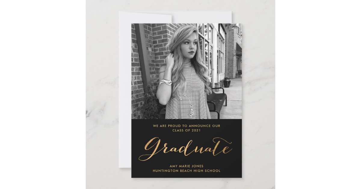 Modern 2022 Girl Graduation Photo Announcement | Zazzle