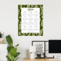 Modern 2024 Olive Green Greenery Calender Poster | Zazzle