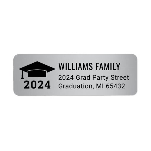 Modern 2024 Silver Graduation Return Address Label | Zazzle