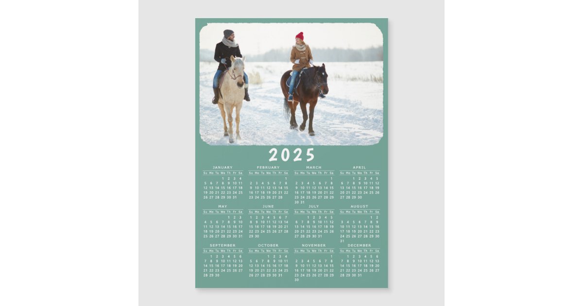 Modern 2025 Magnetic Photo Calendar Teal Green | Zazzle