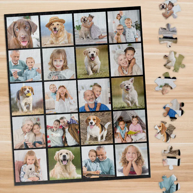 Modern 20 Photo Collage Personalized 520 piece Jigsaw Puzzle | Zazzle