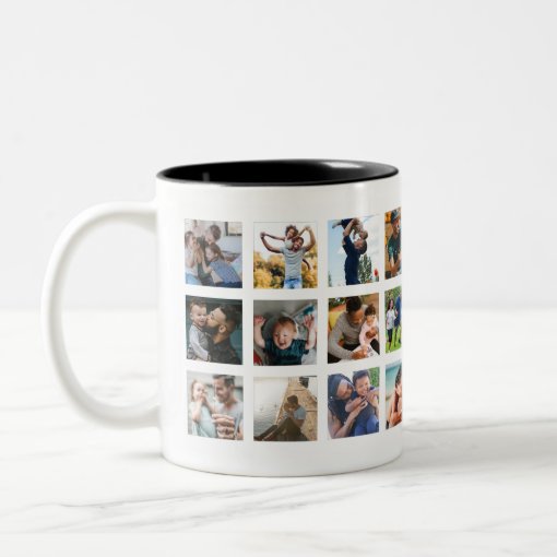 Modern 24 Insta Photo Collage Keepsake Two-Tone Coffee Mug | Zazzle