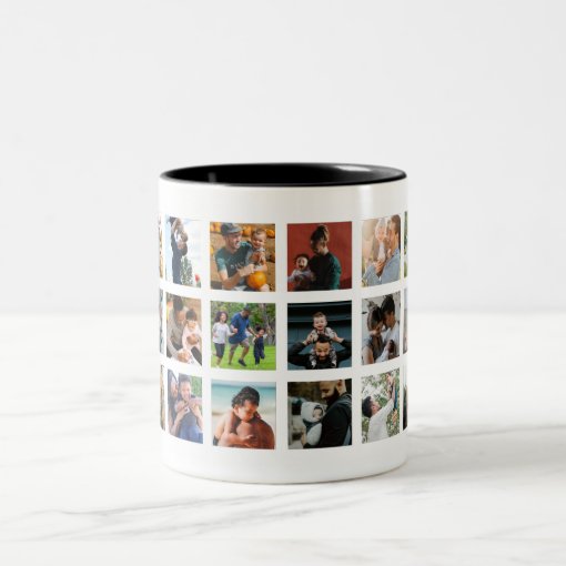 Modern 24 Insta Photo Collage Keepsake Two-Tone Coffee Mug | Zazzle