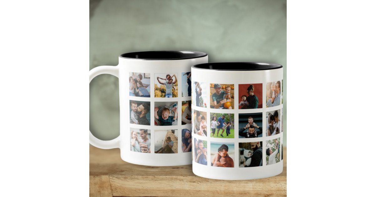 Modern 24 Insta Photo Collage Keepsake Two-Tone Coffee Mug | Zazzle