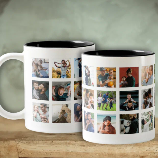 Modern 24 Insta Photo Collage Keepsake Two-Tone Coffee Mug | Zazzle