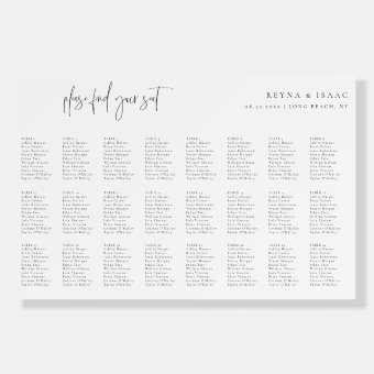 Modern 24 Table Wedding Seating Chart Foam Board | Zazzle