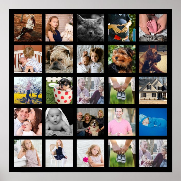 Modern 25 Family Photo Collage Poster | Zazzle.com