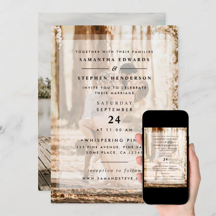 Modern 2-Photo Light Overlay Wedding Invitation | Zazzle