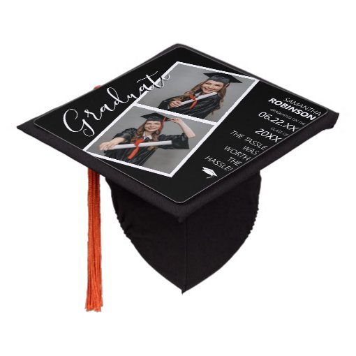 Modern 2 Photo Strip Graduation Graduation Cap Topper | Zazzle