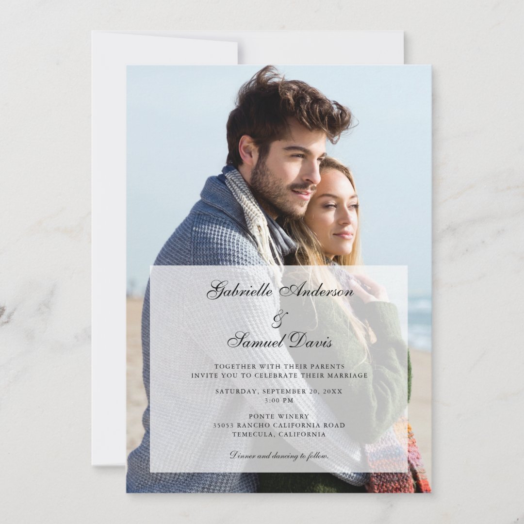 Modern 2 Vertical Photos Simple Wedding Invitation | Zazzle