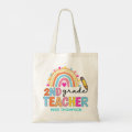 Modern 2nd Grade Rainbow Teacher Personalized Tote Bag | Zazzle