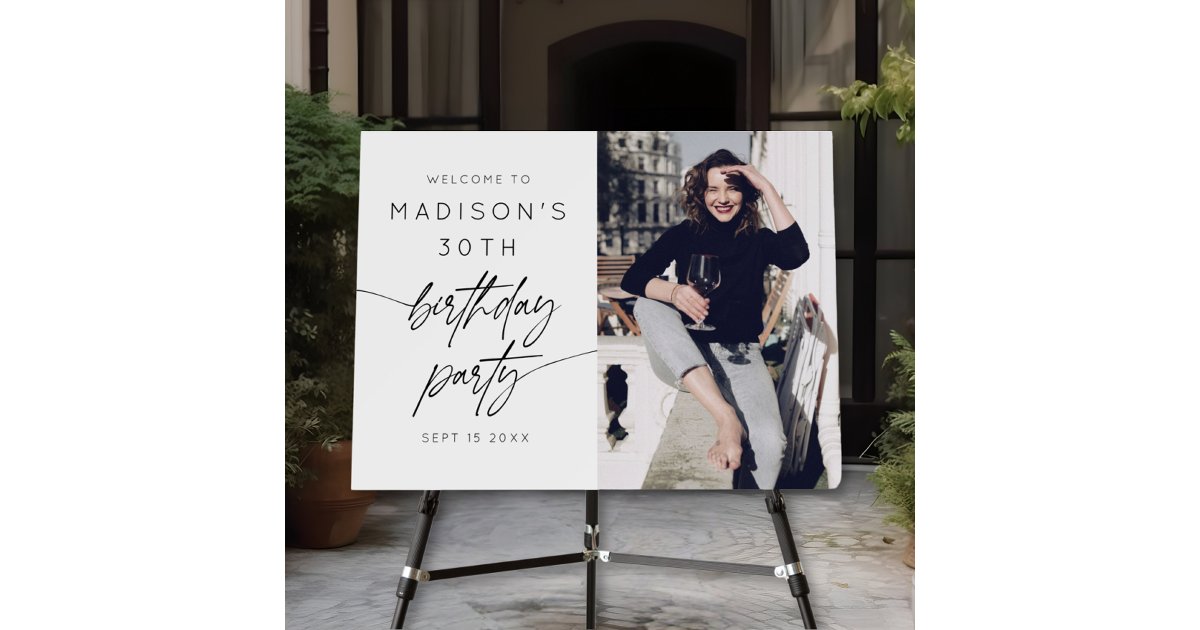 Modern 30th Birthday Party Script Photo Welcome Foam Board | Zazzle