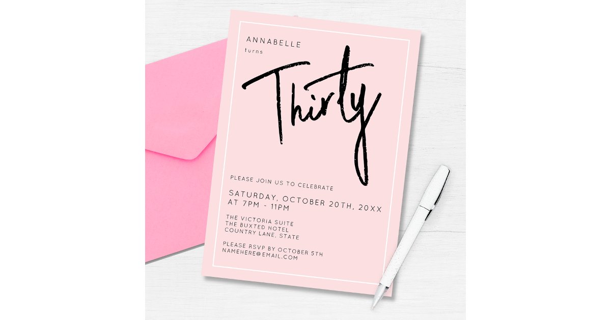 Modern 30th Thirty Thirtieth birthday party Invitation | Zazzle