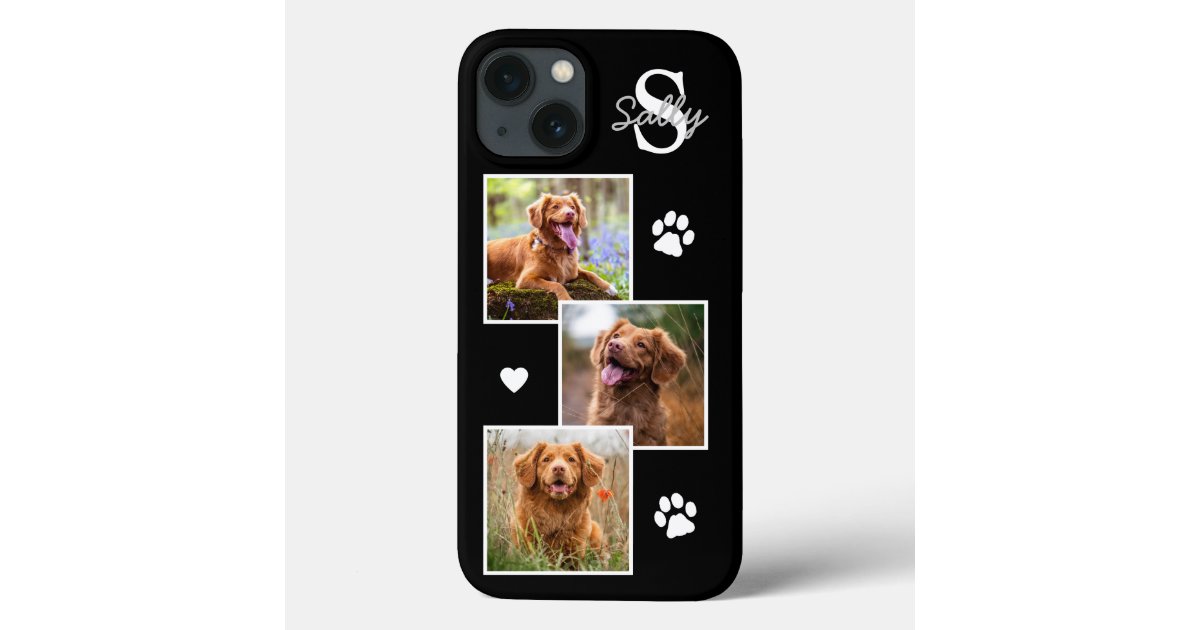 Modern 3 Photo Black Pet Dog Case-Mate iPhone Case | Zazzle